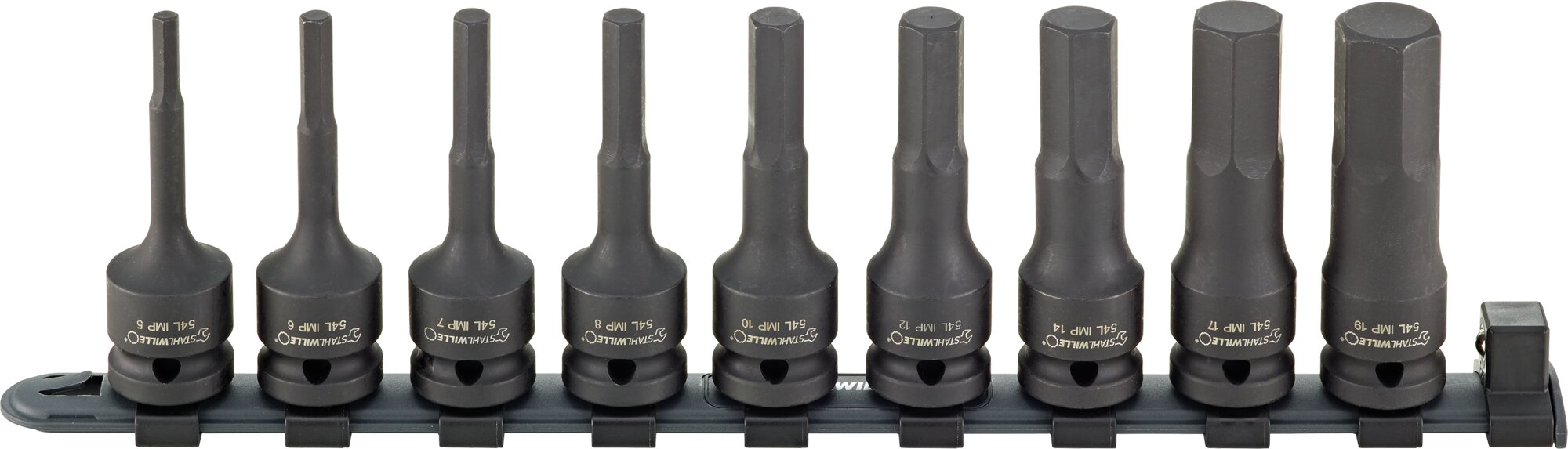 Set of IMPACT INHEX screwdriver sockets on socket clip rail - 96231507